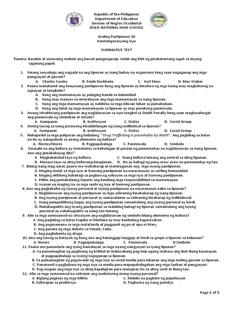 AP Gr10 Test Q1 | PDF