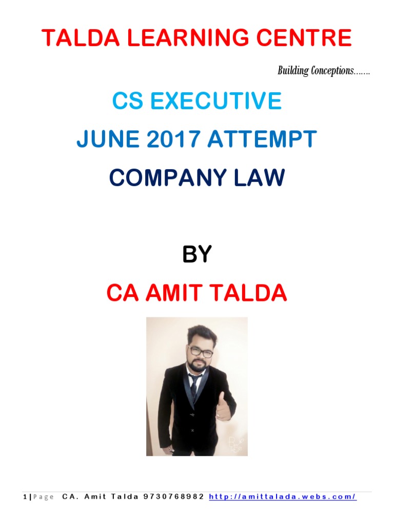 CS Executive Company Law Revision Notes | PDF | Limited Liability ...
