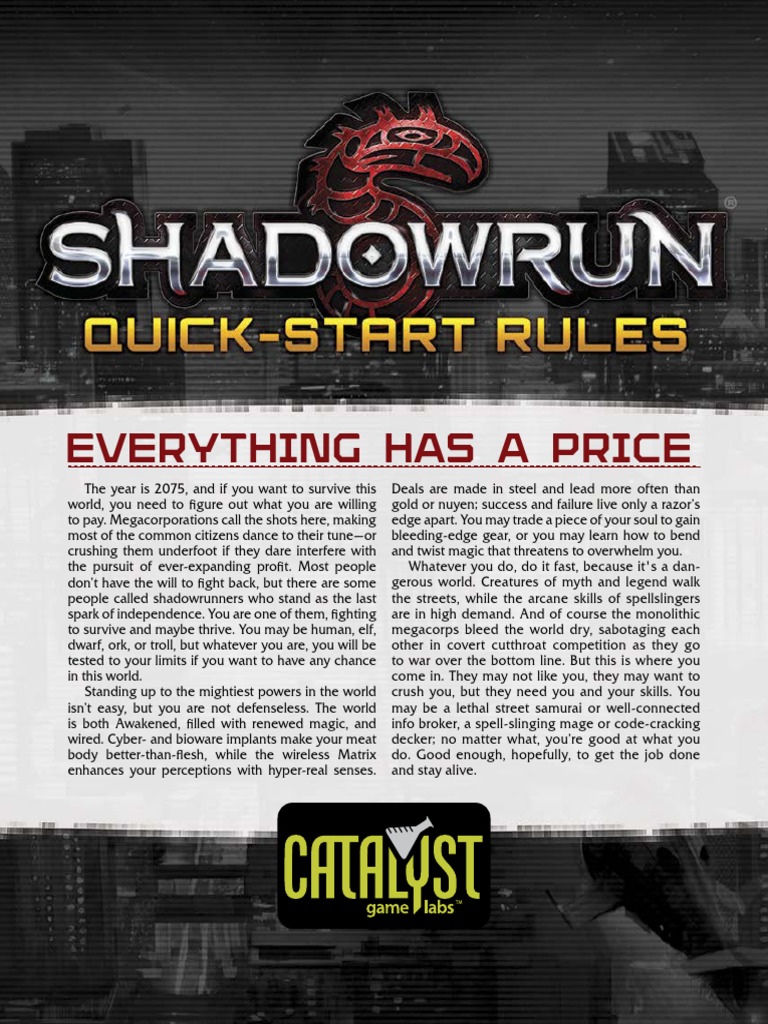 Shadowrun - Quick-Start Rules | PDF | Gaming | Role Playing Games