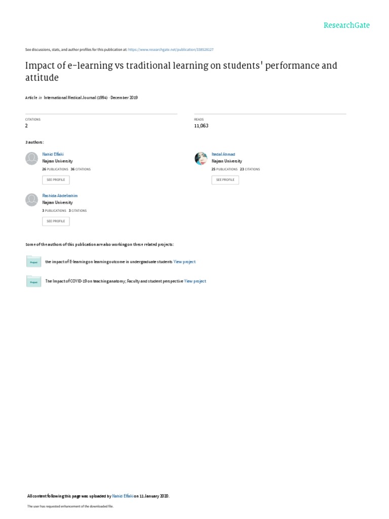 Impact of e Learning Vs Traditional Learning On Students Performance ...