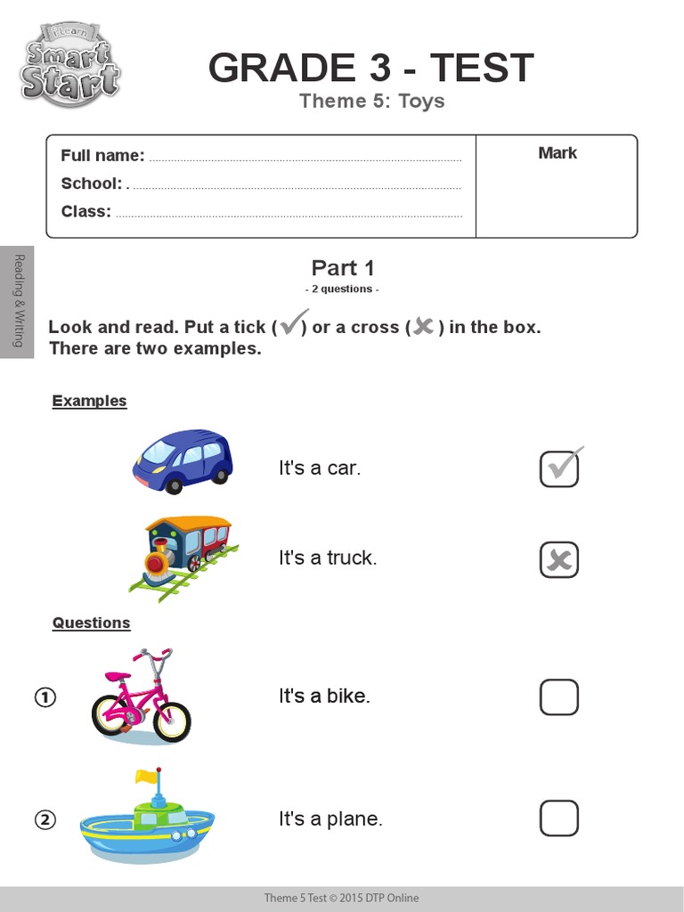 I-Learn Smart Start Grade 3 Theme 5 - Reading - Writing Test | PDF ...