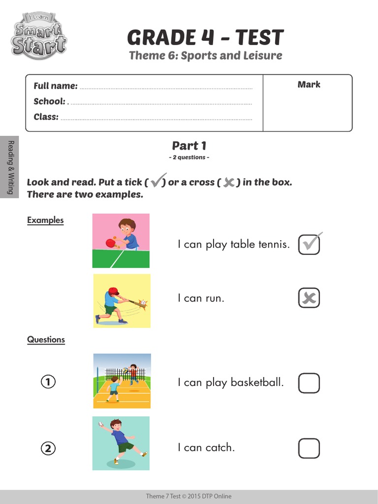 I-Learn Smart Start Grade 4 Theme 6 - Reading & Writing Test - New ...