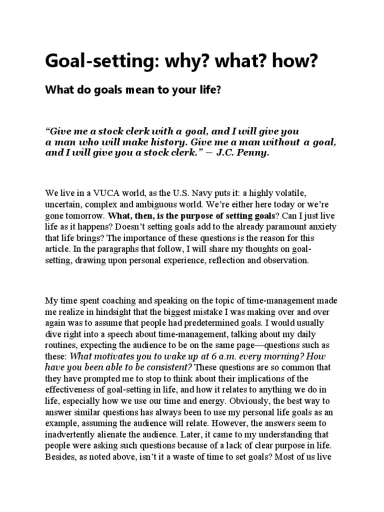 Goal Setting Why What How | PDF | Goal Setting | Goal