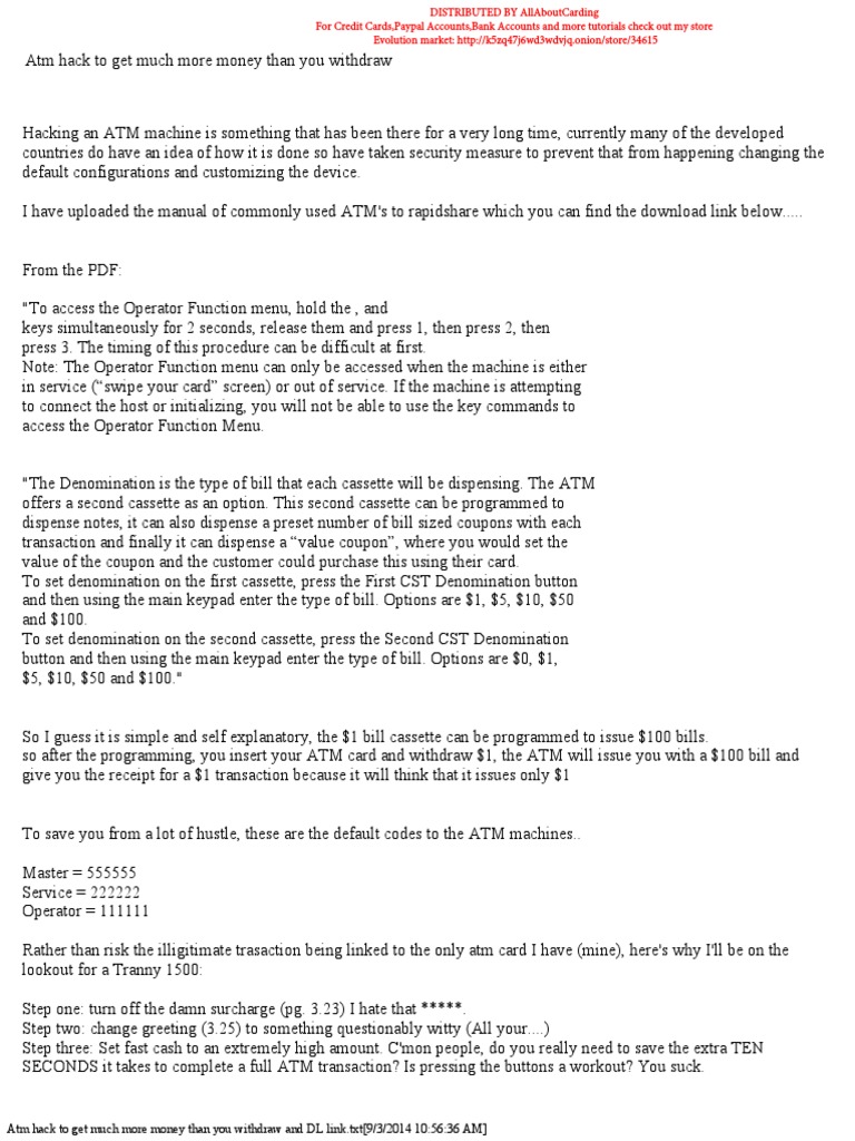 Atm Hack To Get Much More Money Than You Withdraw and DL Link2 | PDF ...