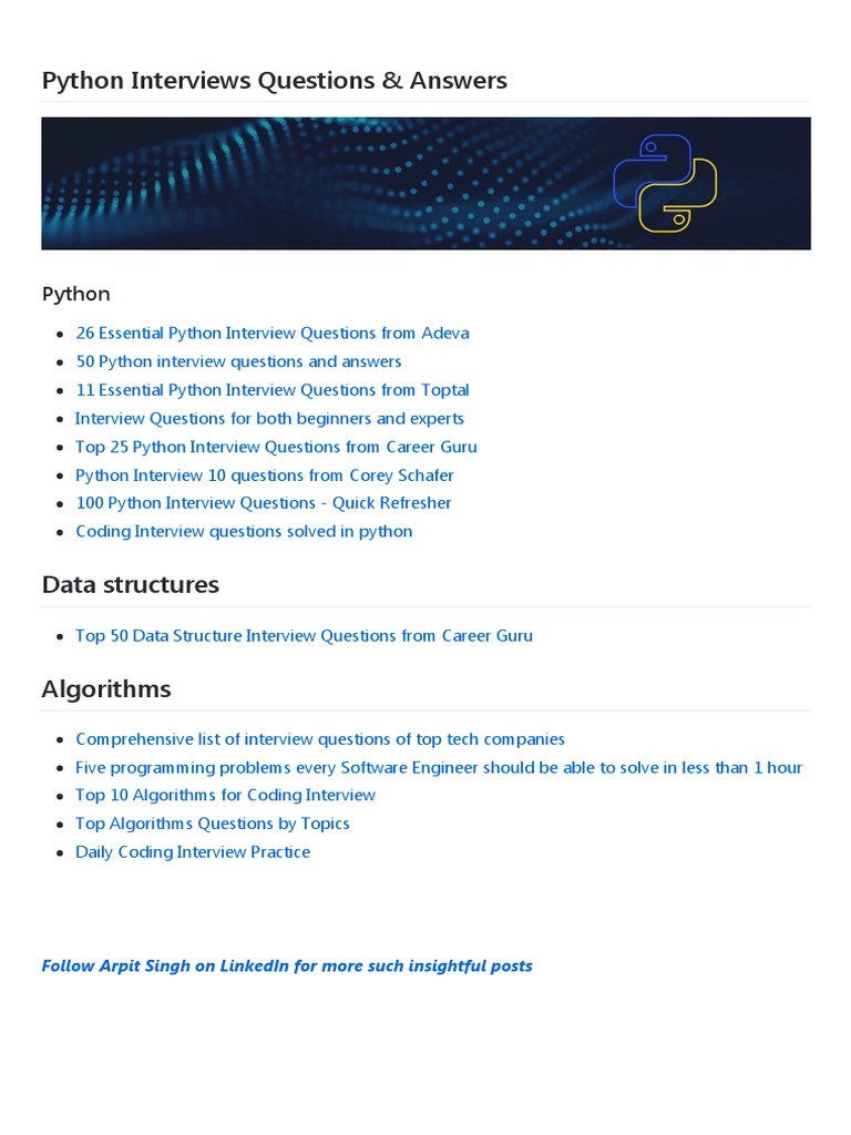 Python Interviews Questions & Answers | PDF