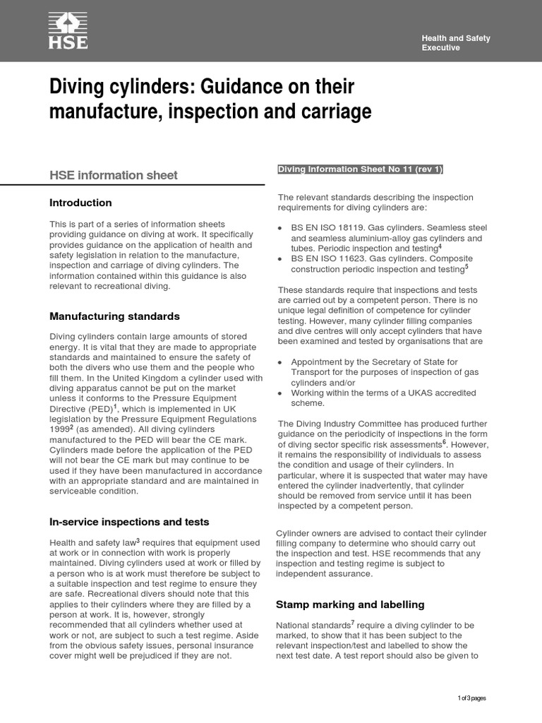 Diving Cylinders: Guidance On Their Manufacture, Inspection and ...