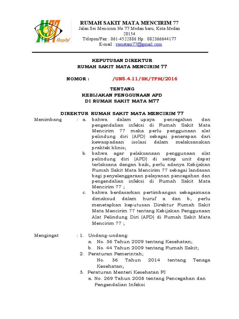 Kebijakan Penggunaan Apd | PDF