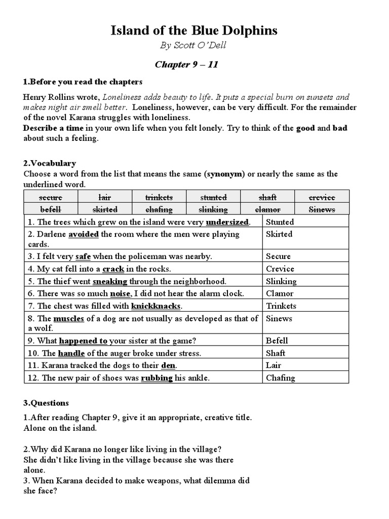 Island of The Blue Dolphins: Chapter 9 - 11 | PDF | Elephant | Bull