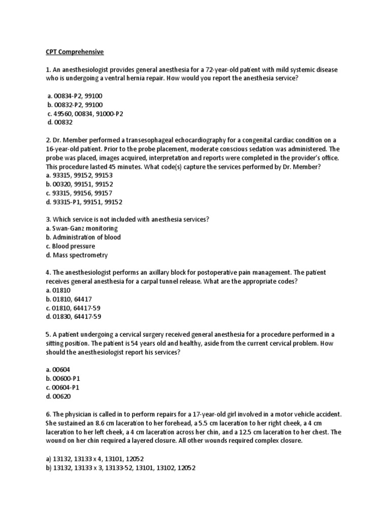 CPT Comprehensive | PDF | Anesthesia | Biopsy
