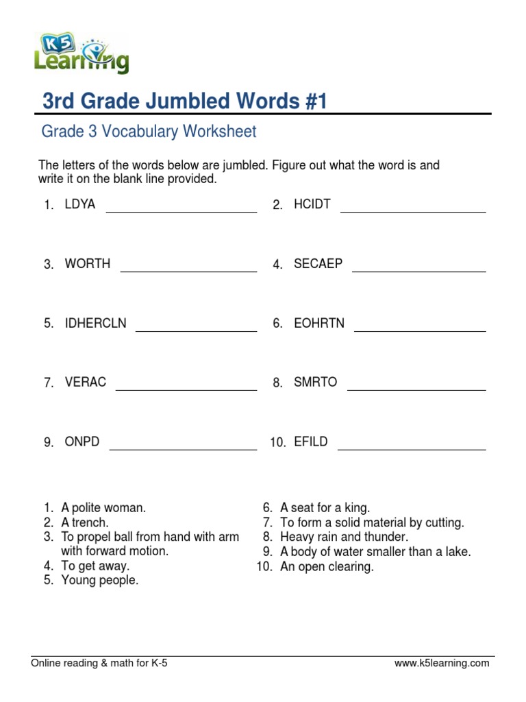 Jumbled Letters Worksheet