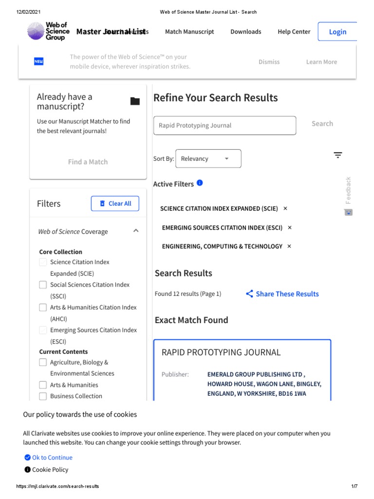 Web of Science Master Journal List - Search | PDF | Http Cookie | World ...
