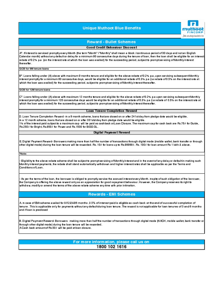 Unique Muthoot Blue Benefits | PDF | Interest | Loans