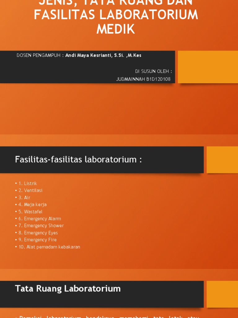 Jenis, Tata Ruang Dan Fasilitas Laboratorium Medik | PDF