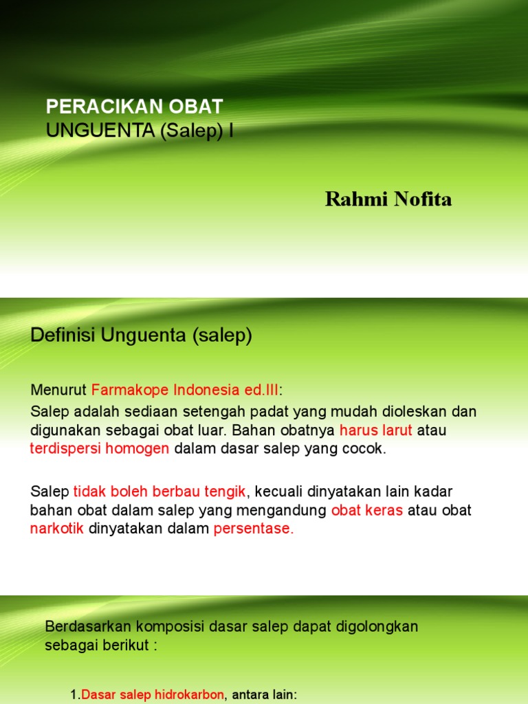 PERACIKAN OBAT (Unguentum I) | PDF