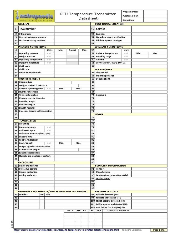 RTD Temperature Transmitter Template Small | PDF | Electrical ...