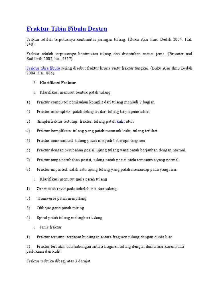 Fraktur Tibia Fibula Dextra | PDF