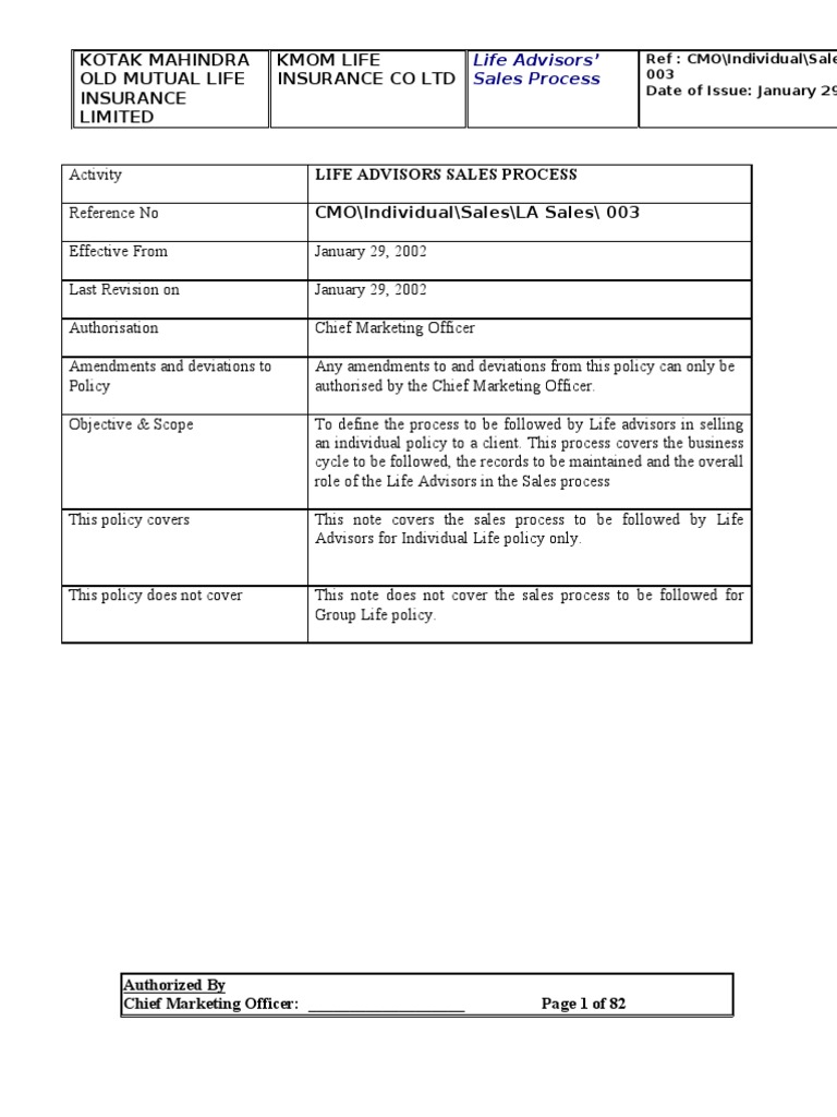 Life Advisors Sales Process Guide | PDF | Sales | Investment Banking