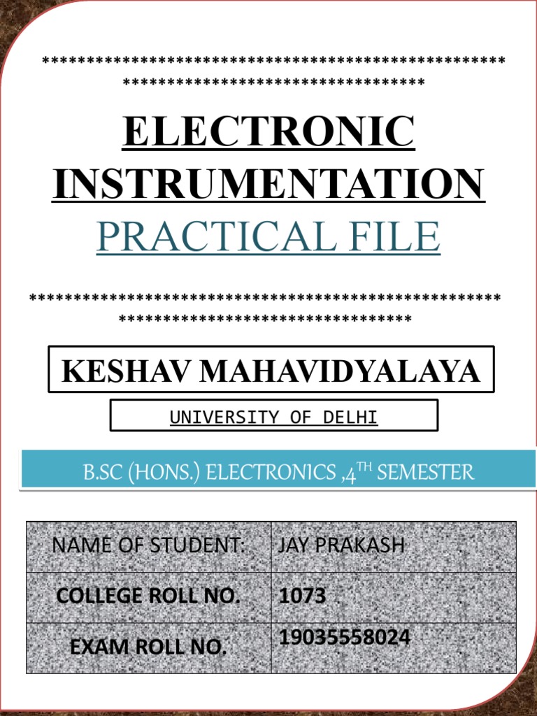 B.Sc Hons. Electronics Practical File | PDF