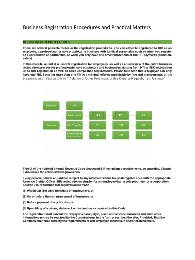 Business Registration Procedures and Practical Matters | PDF | Receipt ...