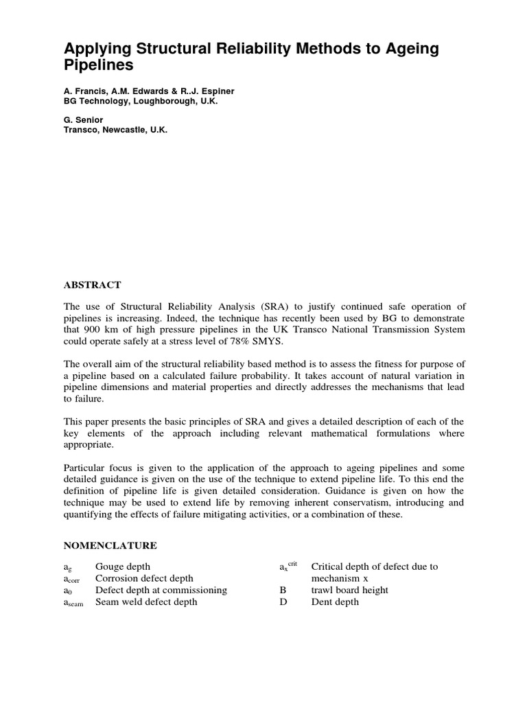 Applying Structural Reliability Methods To Ageing | PDF | Reliability ...
