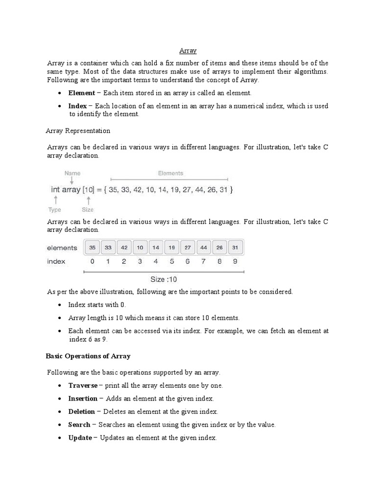 Basic Operations of Array | PDF | Array Data Structure | Pointer (Computer Programming)