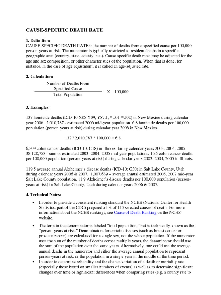 Cause-Specific Death Rate Explained | PDF | Mortality Rate | Public Health