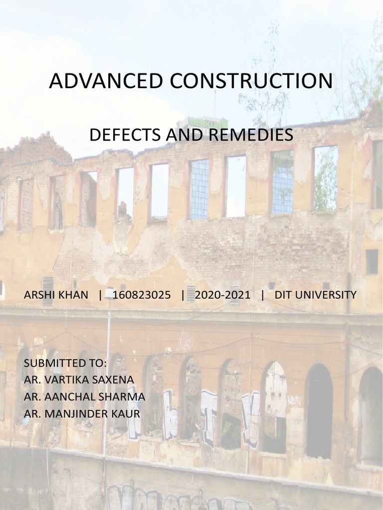 Advanced Construction: Defects and Remedies | PDF