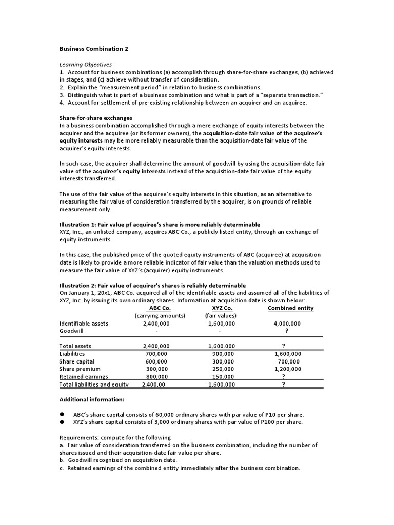 Business Combinations: Key Accounting Concepts | PDF | Finance & Money ...