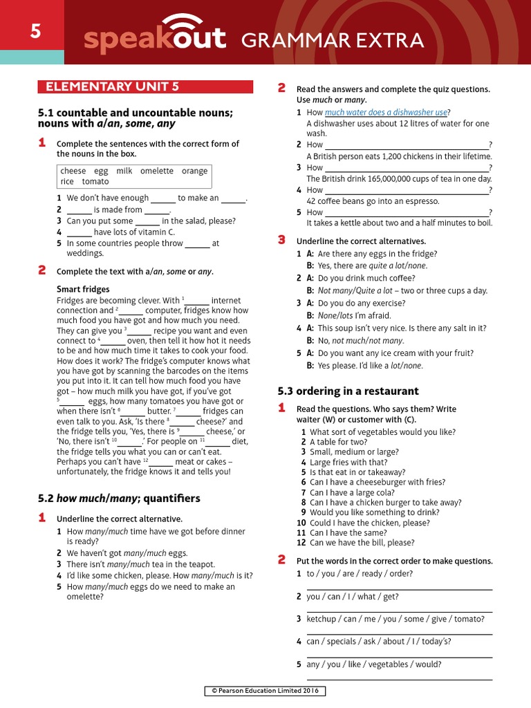 Grammar Extra: Elementary Unit 5 | Download Free PDF | Western Cuisine ...