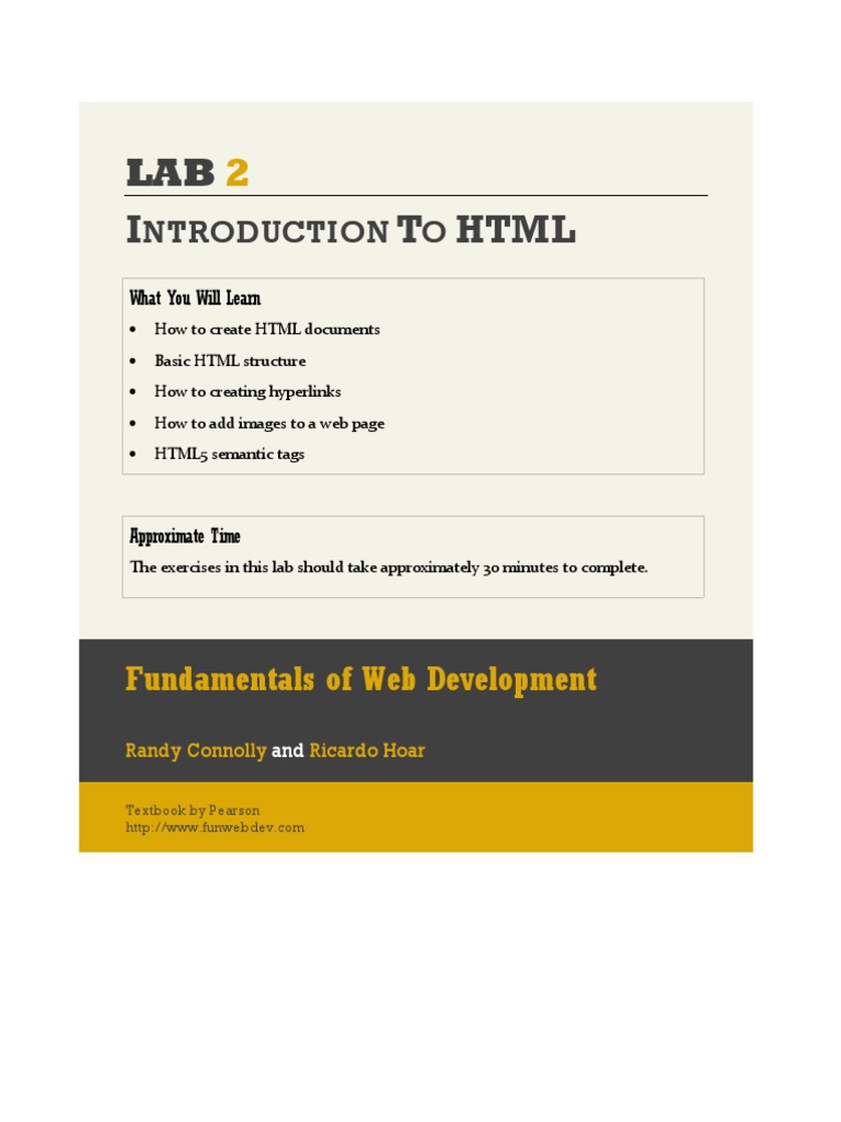 LAB I T HTML: Ntroduction O | PDF | Html Element | Html