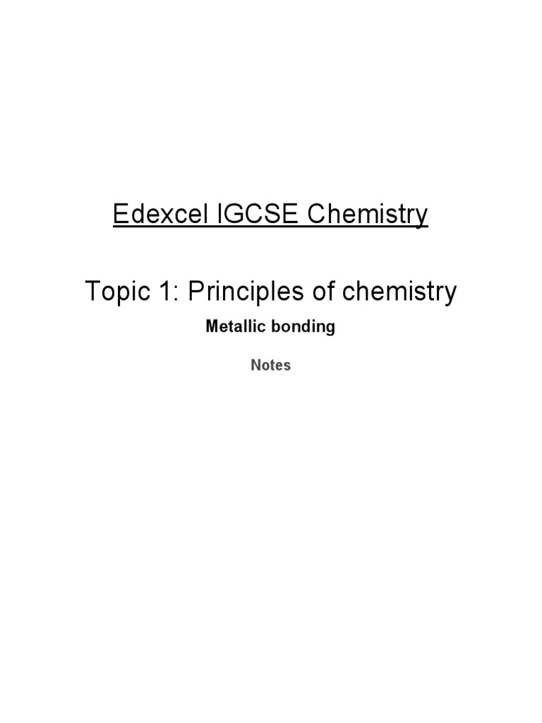 Edexcel IGCSE Chemistry Topic 1: Principles of Chemistry | PDF