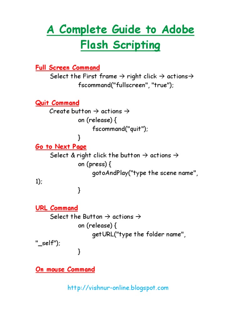 A Complete Guide To Adobe Flash Scripting | PDF | Adobe Flash | Software A Complete Guide To Adobe Flash Scripting | PDF | Adobe Flash | Software