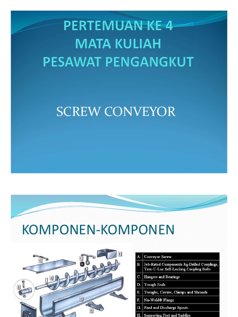 Pertemuan 4 Screw Conveyor (NEW 2019) | PDF | Metode & Bahan Ajar | Sains & Matematika
