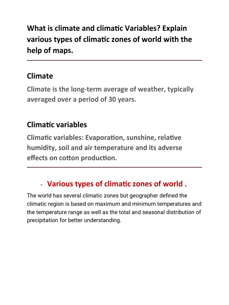 Climate and Climatic Varibles | PDF | Temperate Climate | Climate