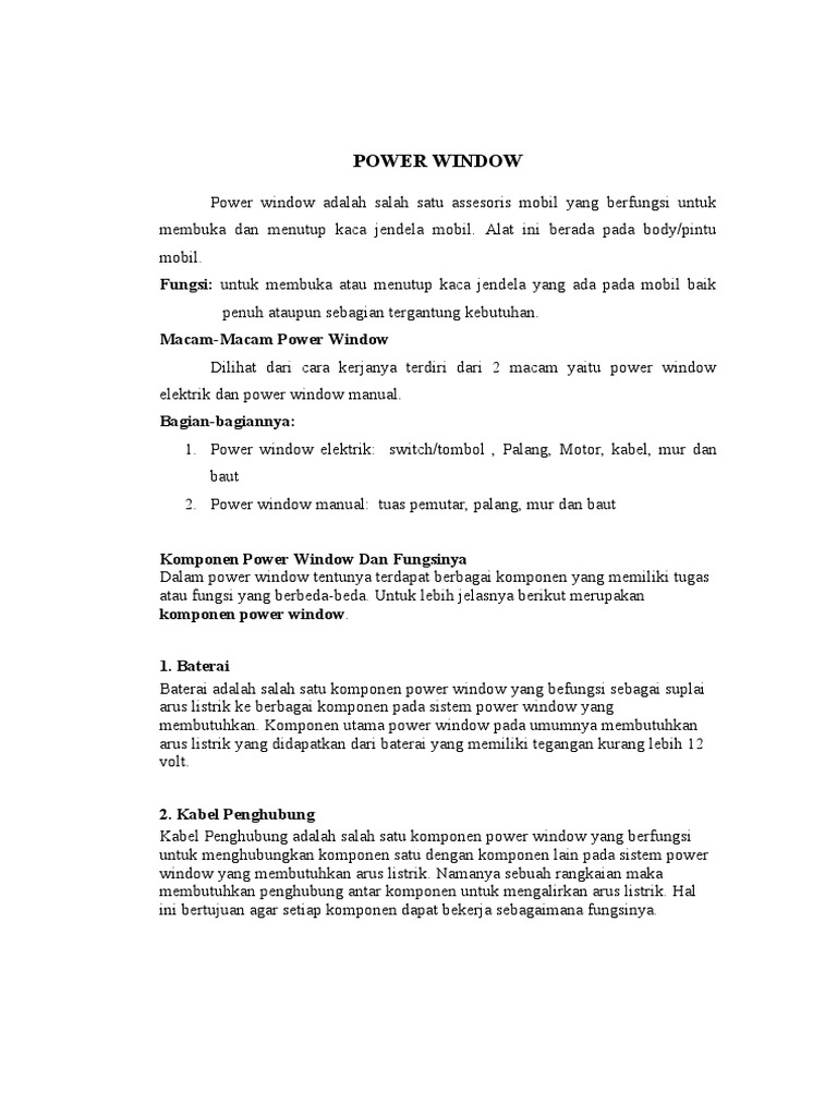 Power Window | PDF