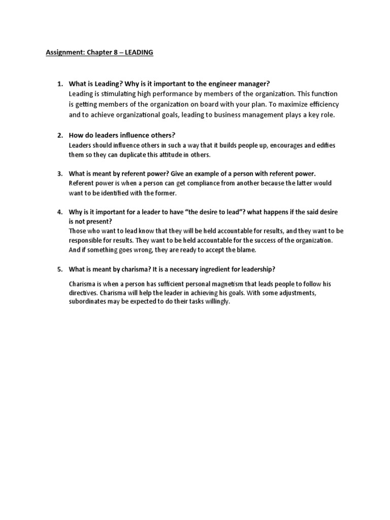 Assignment Chapter 8 Leading Pdf 4269