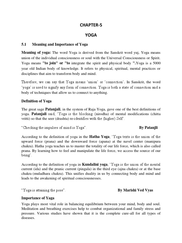 11 Physical Education - Yoga-Notes | PDF | Asana | Yoga