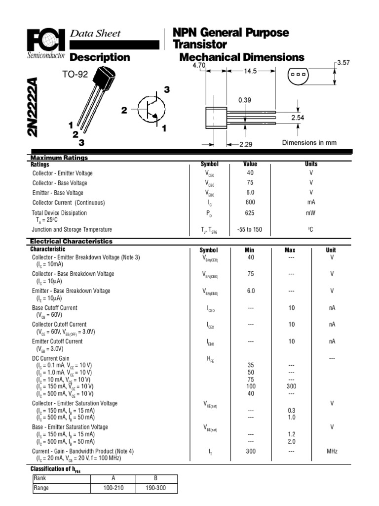 Description Mechanical Dimensions: NPN General Purpose Transistor | PDF ...
