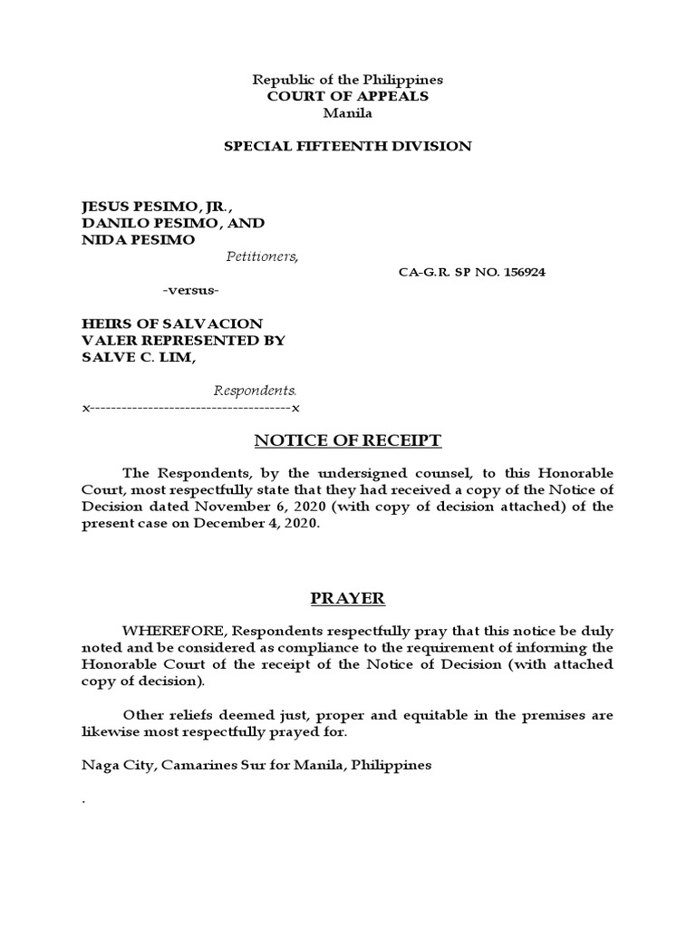 Notice of Receipt of Court Decision | PDF | Politics | Social Science