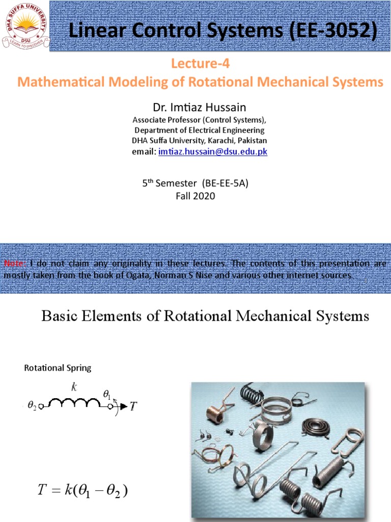 Lecture-4 Modeling of Rotational Mechanical Systems | PDF | Classical ...