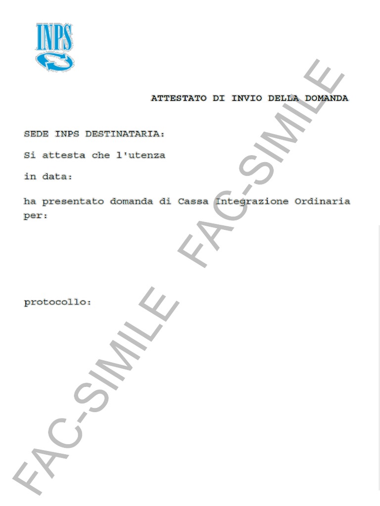 RICEVUTA INPS (Fac-Simile) Anticipazione CIG | PDF