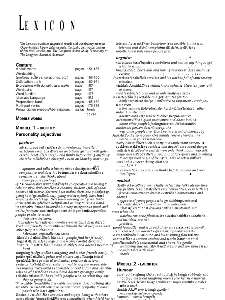 Cechy Charakteru Wszystkie | PDF | Lexicon | Word