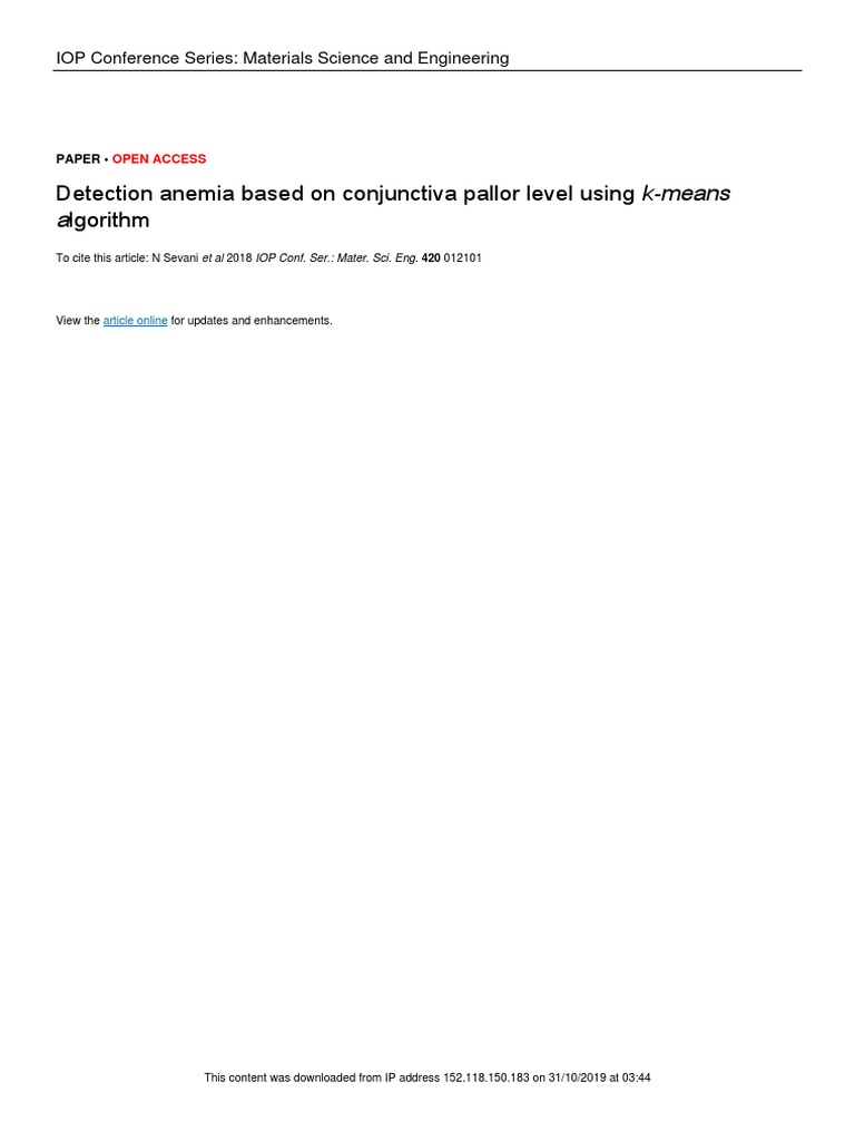 Publish IOP - Detection Anemia Based On Conjunctiva Pallor Level Using ...