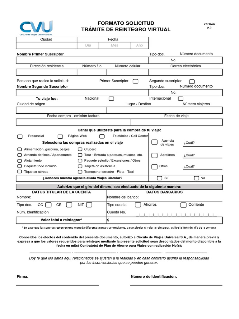 Solicitud Reintegro CVU | PDF | Business | Science