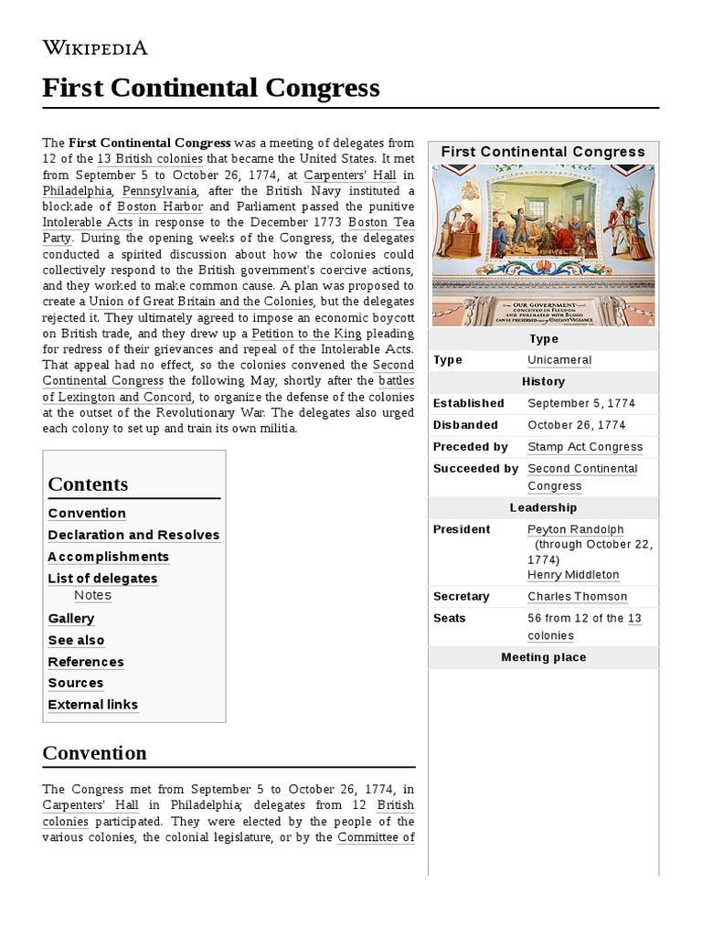 First Continental Congress | PDF | American Revolution | Atlantic ...