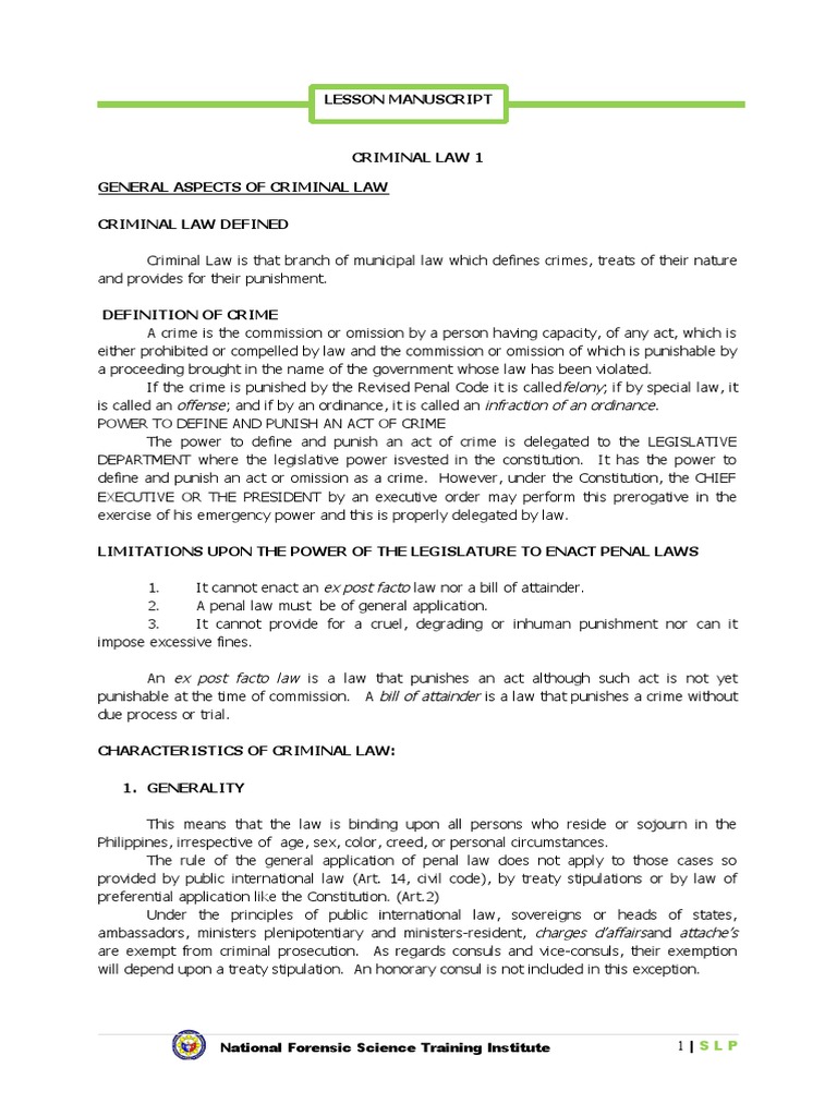 1 - The Revised Penal Code (Book 1) | PDF | Criminal Law | Intention ...