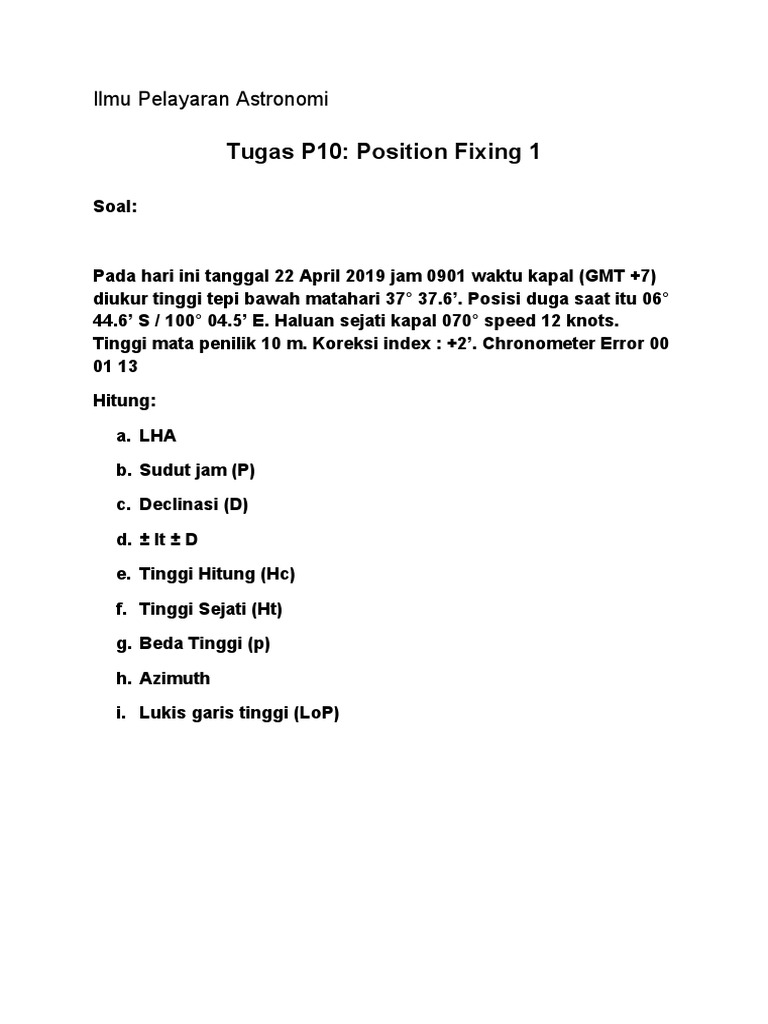 Tugas 10 Position Fixing 1 | PDF