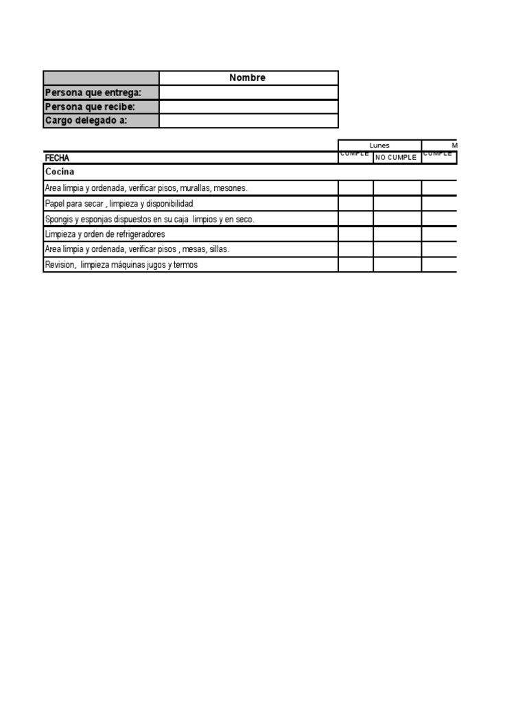 Check List Entrega Turno | PDF