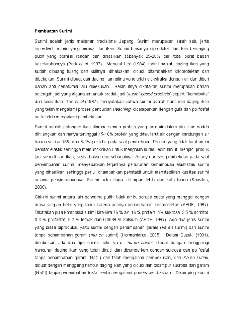 Proses dan Pembuatan Surimi Ikan | PDF