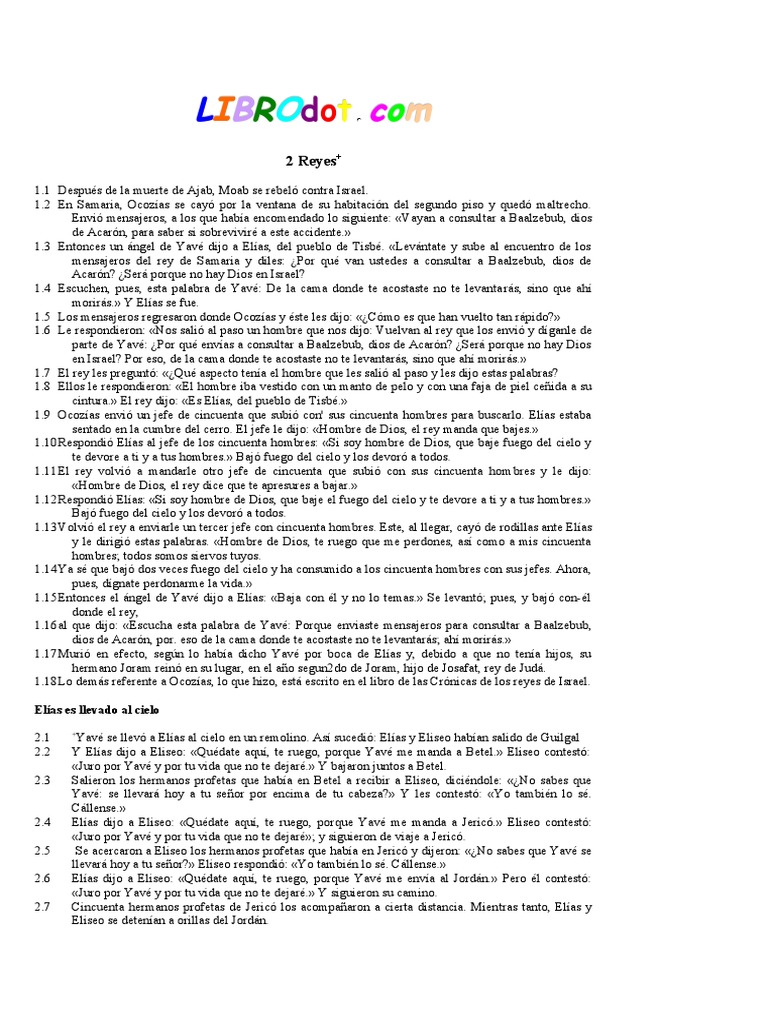 Reyes 2 | PDF | Elijah | Reino de judá